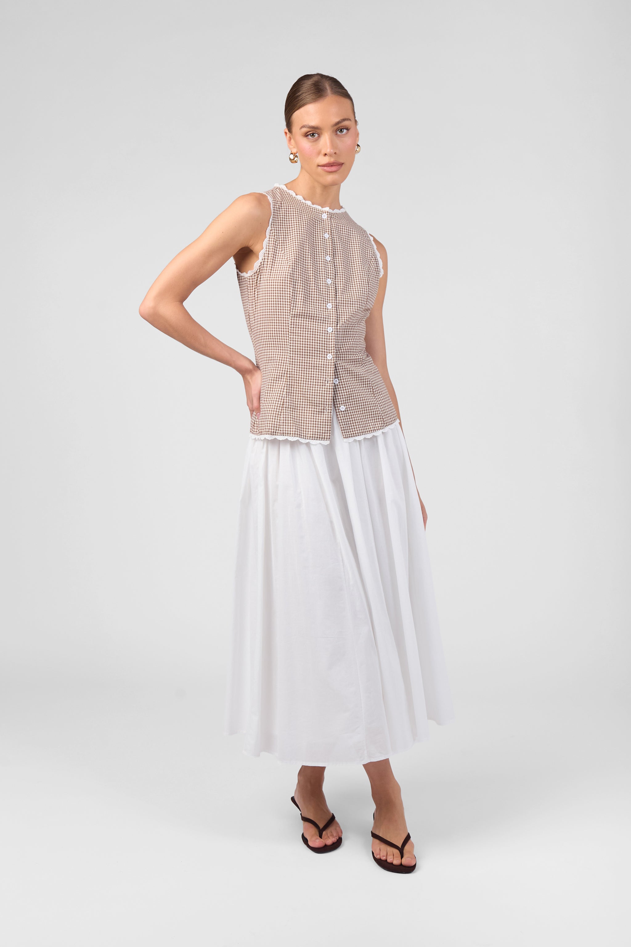GINGHAM LACE TRIM TOP – MVN
